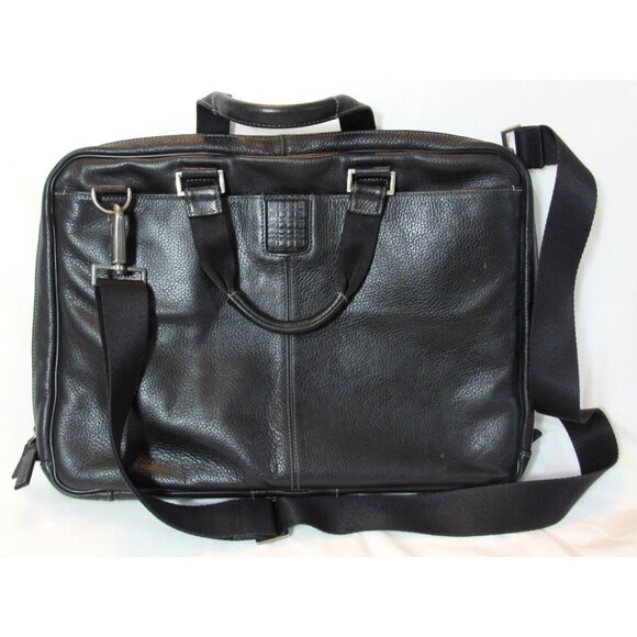 Boconi | Bags | Boconi Black Leather Tumbled Pebbled Messenger ...